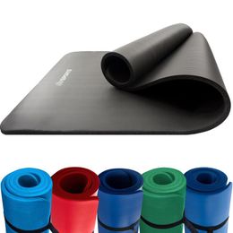 ScSPORTS® Yogamatte - 190x80 cm, 1,5 cm Stärke, Rutschfest, NBR, mit Tragegurt, Schwarz - Gymnastikmatte, Sportmatte, Fitnessmatte, Trainingsmatte