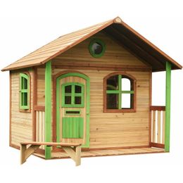 AXI Spielhaus Milan aus FSC Holz Outdoor Kinderspielhaus mit Veranda für den Garten in Braun & Grün Gartenhaus für Kinder mit Fenstern - Braun