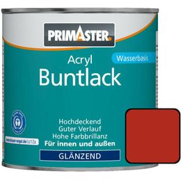 Acryl Buntlack 750ml Feuerrot Glänzend Wetterbeständig Holz & Metall - Primaster