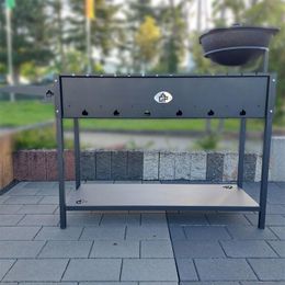 Grillpeter - Mangal Set Batyr xl Schaschlikgrill 100cm mit Grillrost Kasan 8L - schwarz