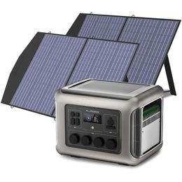 Allpowers - Tragbarer Kraftwerk Solargenerator 2016 Wh LiFePO4 mit 2 Stück 100 w Solarpanel für Wohnmobil, Heim Backup, Notfall, Outdoor Camping R2500