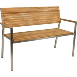 Harms 2-Sitzer Bank Sitz Teakholz Edelstahl Garten Terrasse Lounge Balkon 125x86x55cm