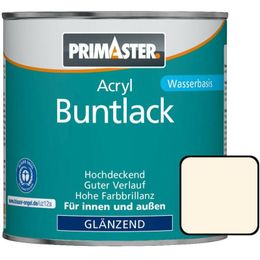 Acryl Buntlack 750ml Cremeweiß Glänzend Wetterbeständig Holz & Metall - Primaster