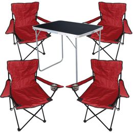 Mojawo 5-tlg Campingsessel rot + Campingtisch-MMC330871B+4xMPO2455