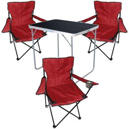 Mojawo 4-tlg Campingsessel rot + Campingtisch-MMC330871B+3xMPO2455