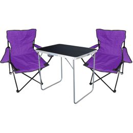 Mojawo 3-tlg Campingsessel Lila + Campingtisch-MMC330871B+2xMPO2467