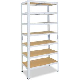 shelfplaza® HOME 180x60x50cm Schwerlastregal weiß / Metallregal mit 7 Böden / als Kellerregal, Garagenregal, Werkstattregal oder Lagerregal /