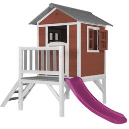 AXI - Spielhaus Beach Lodge xl in Rot mit Rutsche in Lila Stelzenhaus aus fsc Holz für Kinder Kleiner Spielturm für den Garten - Rot
