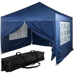 INSTENT® Pavillon 3 x 3 m Basic wasserdicht UV Schutz 50+, blau mit 4 Seitenteilen