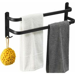 Handtuchhalter Bad 2 Tier Handtuchstange Badezimmer Aluminium Wand-handtuchhalter Handtuchhalter Wandmontage für Badezimmer Küchen Toilette (Schwarz,