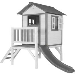 Spielhaus Beach Lodge xl in Weiß mit Rutsche in Grau Stelzenhaus aus fsc Holz für Kinder Kleiner Spielturm für den Garten - Weiß - AXI