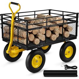 Vevor - Bollerwagen 635kg belastbar Transportwagen 112x75x42,5cm Gartenwagen 82cm Grifflänge Gerätewagen 4x 38cm Räder Handwagen 2m Seil Strandwagen