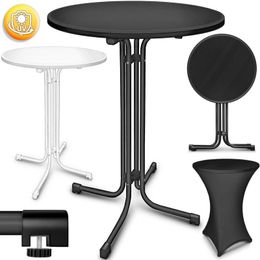 Gastro Stehtisch klappbar Ø70cm schwarz Bistrotisch fertig montiert Klapptisch rund - wetterfester Partytisch Gartentisch Indoor & Outdoor - tillvex