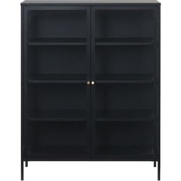 ebuy24 - Carmel Vitrinenschrank niedrig mit 2 Glastüren Stahl schwarz.