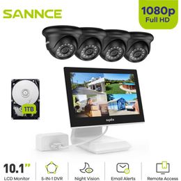 4CH Videoüberwachungssets 10,1 Zoll Bildschirm 4 1080P hd Kamera ir Nachtsicht Fernüberwachungs Sicherheitsüberwachungs System - 1TB hdd - SANNCE