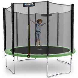 KINETIC SPORTS Trampolin Outdoor SALTO - TÜV Rheinland geprüft, Kindertrampolin Set mit Netz, Randpolster, USA Sprungruch - Ø 305 cm, Grün-4