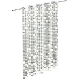EISL® Textil Duschvorhang mit Motiv mosaik grau (180x200 cm), waschbarer Antischimmel Vorhang, blickdichter Vorhang Dusche - Grau