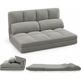 Bodensofa mit Schlaffunktion, 3 in 1 Sofabett mit Verstellbarer Rückenlehne, Kissen & Schaumstoff, Klappsofa Schlafsessel Schlafsofa für Wohnzimmer,