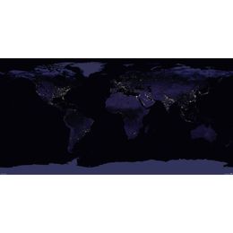 Close Up Weltkarte xxl Earth at Night Die Erde bei Nacht, Lackiert nasa Earth Observatory / noaa ngdc