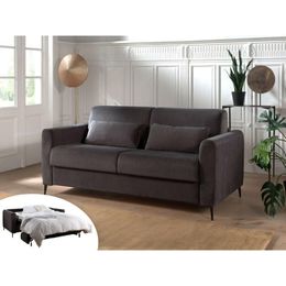 Owen – 3-sitzer sofa mit schlaffunktion – express-öffnung – tägliches schlafen – cordsamt - dunkelgrau - Dunkelgrau