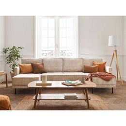 Lisa Design - Charlie – wohnlandschaft u-form – 7-sitzer – mit schlaffunktion und bettkasten – aus cord - beige - Beige