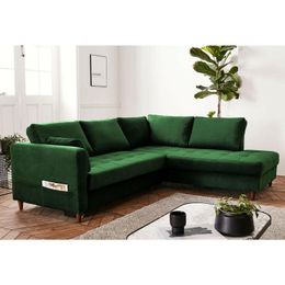 Anna – ecksofa mit schlaffunktion – 5-sitzer – zeitgenössischer stil – rechts - grün