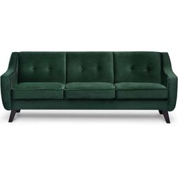 Terso Sofa, 3 Sitzer im zeitlosen Design, Velours-Bezug, dunkelgrün - Konsimo