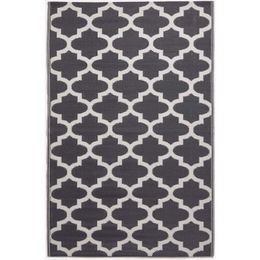 Homescapes - Outdoor-Teppich Nola aus Polpropylen mit schwarz-weißem Muster, 150 x 240 cm - Schwarz und Weiß