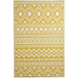 Homescapes - Outdoor Teppich Anna 120 x 180 cm - Ethno-Muster, gelb-weiß - Gelb-Weiß