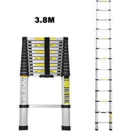 HENGDA 3.8M Teleskopleiter mit Tragegriff . Ausziehbar Ausziehbare Leiter . Flexibel Aluminiumleiter . Maximale Tragkraft von 150kg. Heim Werken Haushalt