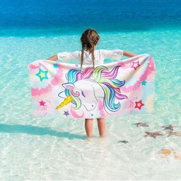Rhafayre - Einhorn-Strandtuch für Kinder – 75 x 150 cm, Regenbogen-Badetücher für Mädchen, saugfähige Stranddecke, sandfreies, schnell trocknendes
