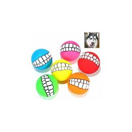 Minkurow - Hundebälle, 6er Pack Lustige Hundebälle Hundezähne Muster Sound Kauende Hundebälle Interaktive Bälle (zufällige Farbe)