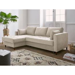 Anna – ecksofa mit schlaffunktion– mit bettkasten – 4-sitzer – zeitgenössischer stil – links - beige