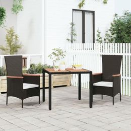 Gartentisch,Terrassentisch mit Holzplatte Schwarz Poly Rattan & Akazienholz vidaXL