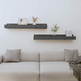 Bonnevie - Wandregale 2 Stk. Wandboard Grau 80x12x9 cm Massivholz Kiefer vidaXL