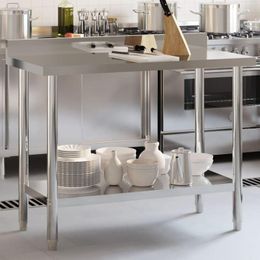 Küchen-Arbeitstisch mit Aufkantung 110x55x93 cm Edelstahl vidaXL626117