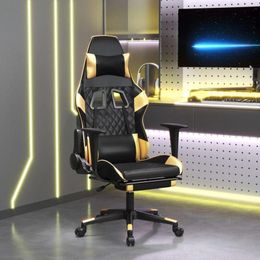 Bonnevie - Gaming-Stuhl mit Massage & Fußstütze Schwarz Golden Kunstleder vidaXL56812