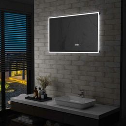 LED-Badspiegel,Wandspiegel mit Berührungssensor und Zeitanzeige 100x60 cm vidaXL
