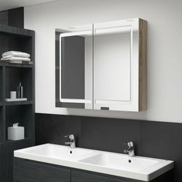LED-Spiegelschrank,Bad Spiegelschrank fürs Bad Eichen-Optik 80x12x68 cm vidaXL
