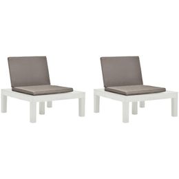 Bonnevie - Gartenstühle mit Auflagen 2 Stk. Gartensessel Kunststoff Weiß vidaXL