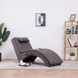 Bonnevie - Massage Chaiselongue mit Kissen Grau Kunstleder vidaXL497312