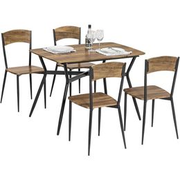 OGT49-F 5-teilig Esstisch mit 4 Stühlen Bistrotisch Stehtisch mit 4 Barhockern Küchentisch Küchentresen Sitzgruppe Bartisch-Set Vintgae Braun - sobuy