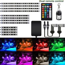 Maerex - ambother 12 v 12 Stück 18 Farben rgb led Rock-Effekt-Licht-Set wasserdichte Sprachfernbedienung für Motorrad Fahrrad Auto