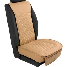 Luxus PU-Leder Autositzbezug Vorderkissen Teppichschutz Universal rutschfest Beige