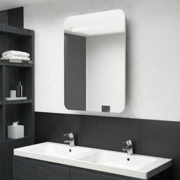 LED-Bad-Spiegelschrank,Bad Hängeschrank Weiß und Eichen-Optik 60x11x80 cm vidaXL