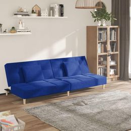 Bonnevie - Schlafsofa 2-Sitzer mit 2 Kissen Blau Stoff vidaXL278498