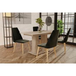 Essgruppe Sonoma matt-Tisch mit 4 Braun caros Stühlen für Esszimmer, Küche