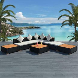 Prolenta Premium - 8-tlg. Garten-Lounge-Set mit Auflagen Poly - Schwarz