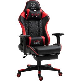 Trisens - Gaming Stuhl Chair Racing mit Fußstütze und ergonomsichen 4D-Armlehnen, Schwarz/Rot
