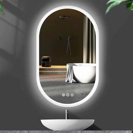 Luvodi - led Badspiegel Oval 120x60 cm Badezimmerspiegel mit Beleuchtung Touch-Schalter, Beschlagfrei, 3 Lichtfarbe, Warmweiß/ kaltweiß/ neutral Licht